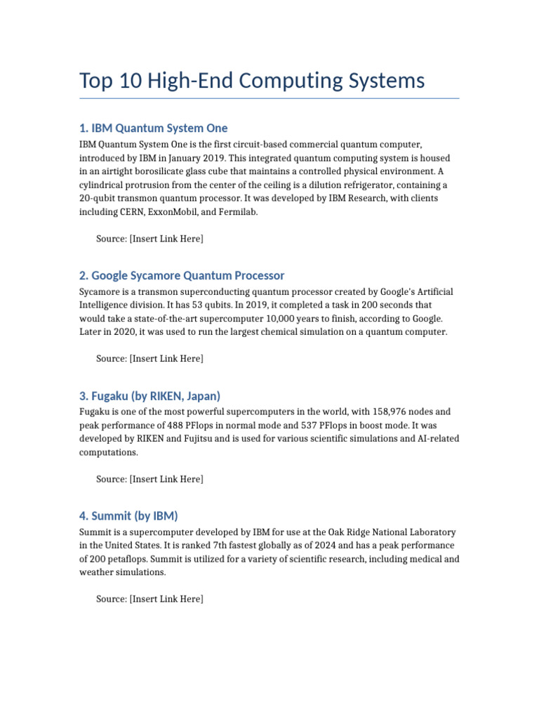 High End Computing Systems | PDF