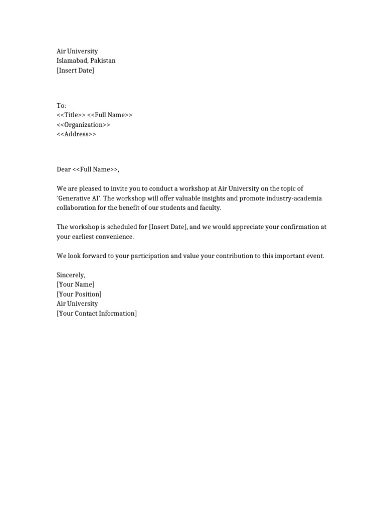 Invitation Letter Mail Merge | PDF