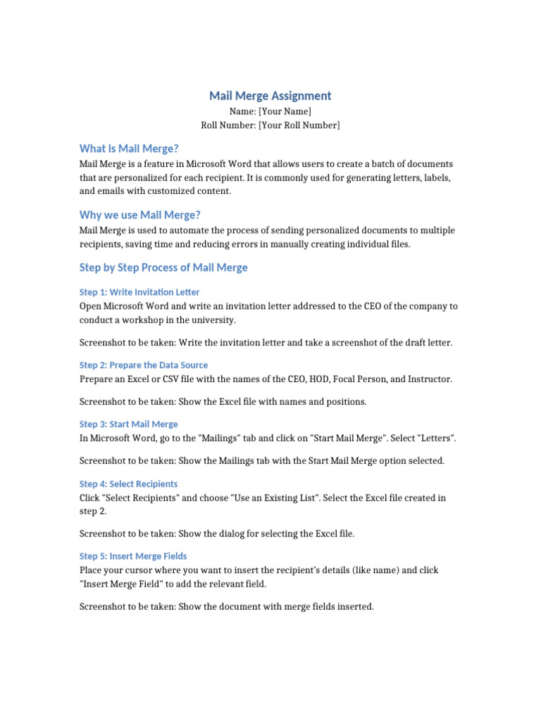 Mail Merge Assignment | PDF