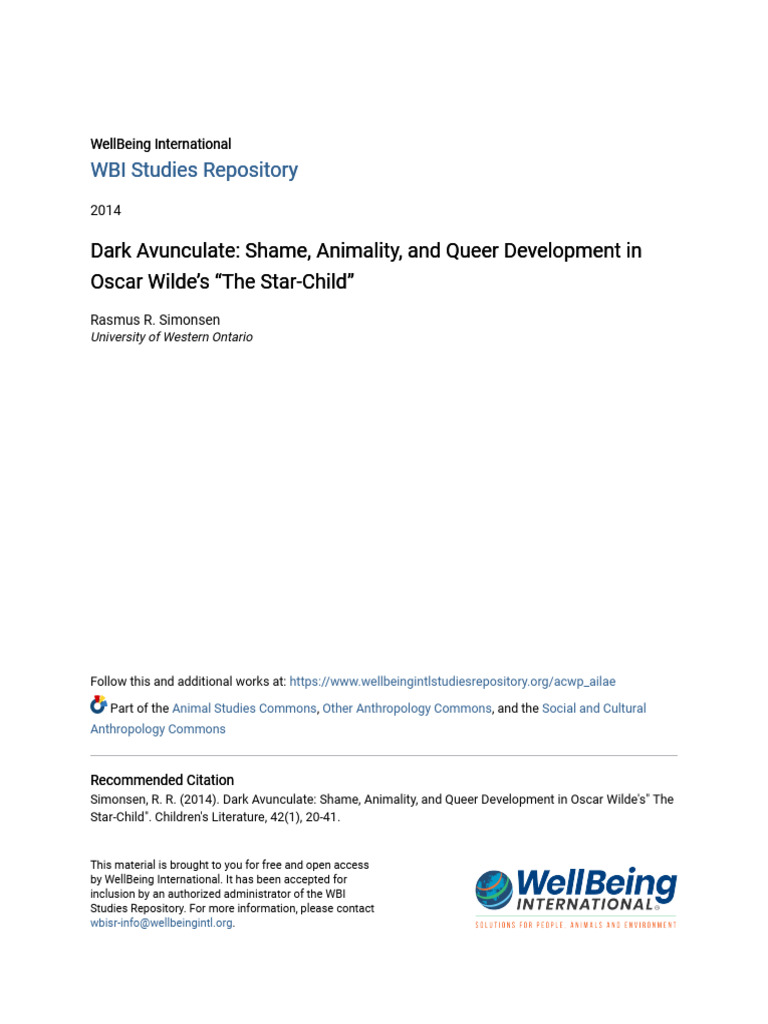 Dark Avunculate, Shame Animality and Queer Development | PDF