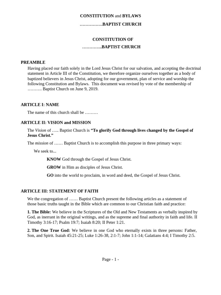 Proposed Church CONSTITUTION | PDF