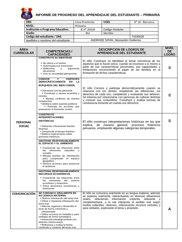 INFORME DE PROGRESO - 2022 (2) (1) .Docx Actual | PDF