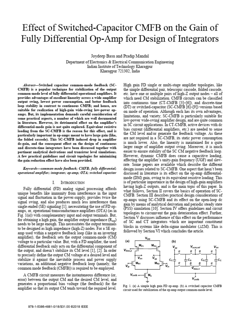 Effect of Switched-Capacitor CMFB On The Gain of Fully Differential Op-Amp For Design of ...