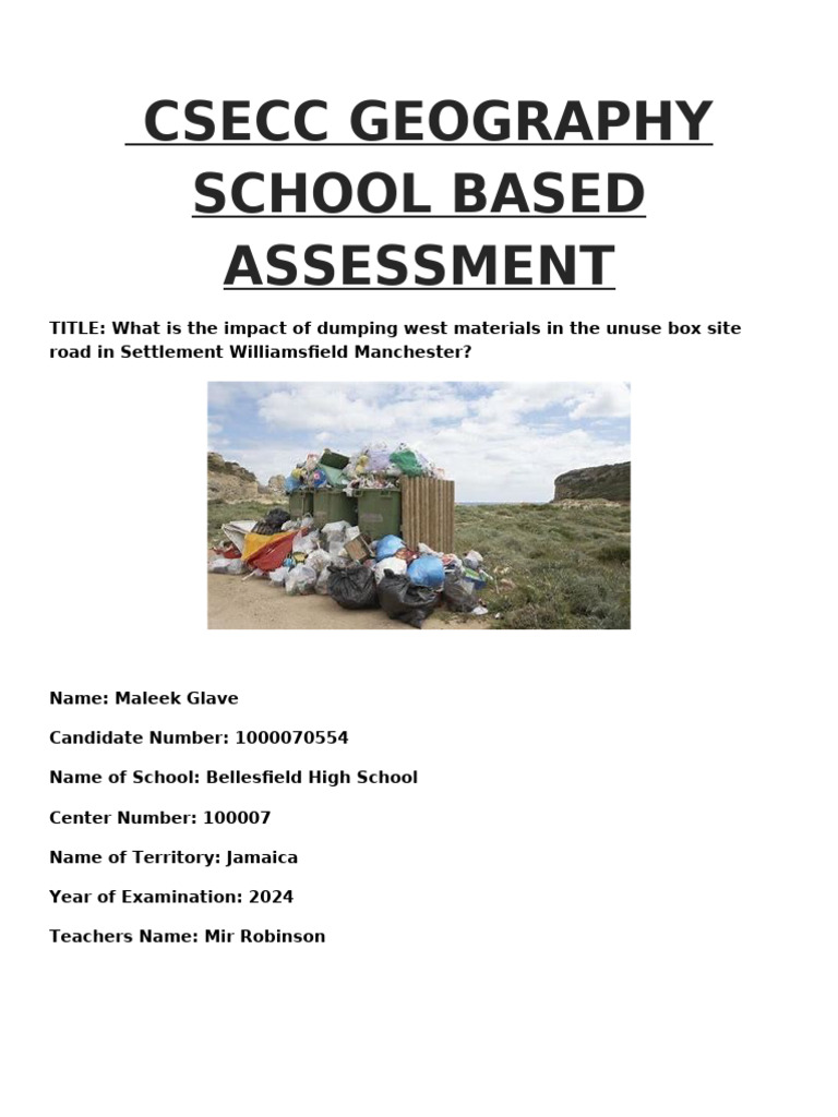 Csecc Geography School Based Assessment | PDF