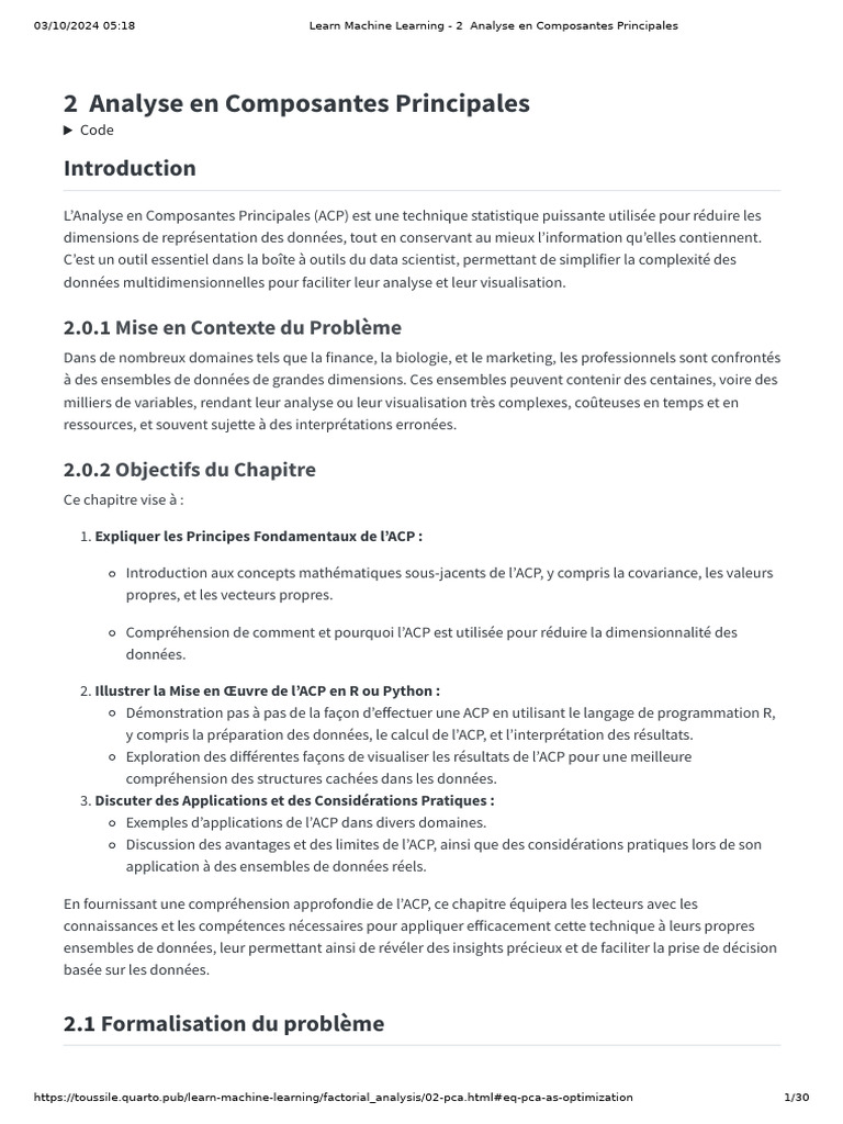 Learn Machine Learning - 2 Analyse en Composantes Principales | PDF Learn Machine Learning - 2 Analyse en Composantes Principales | PDF