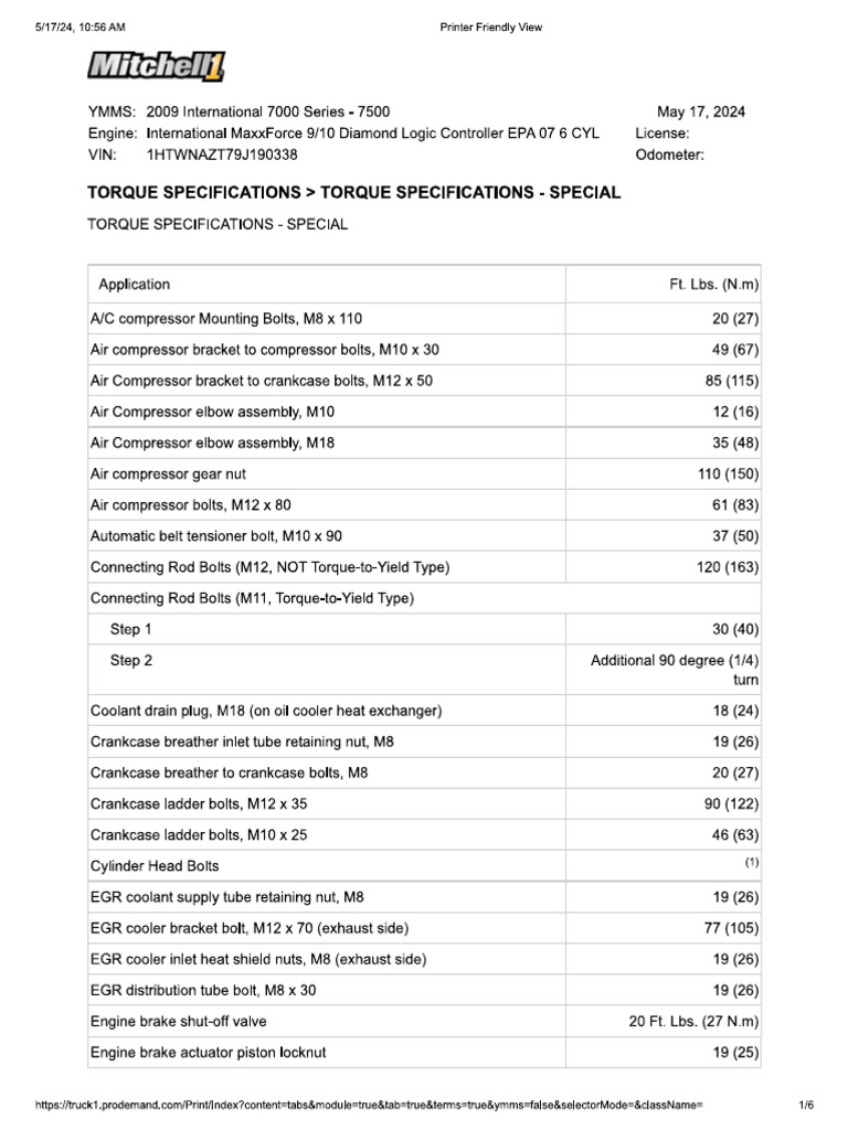 MaxxForce Torque Specs | PDF