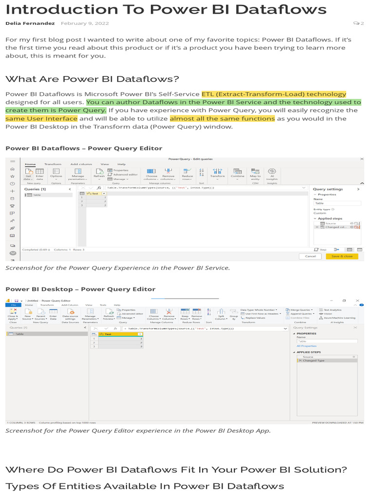 Introduction To Power BI Dataflows | PDF