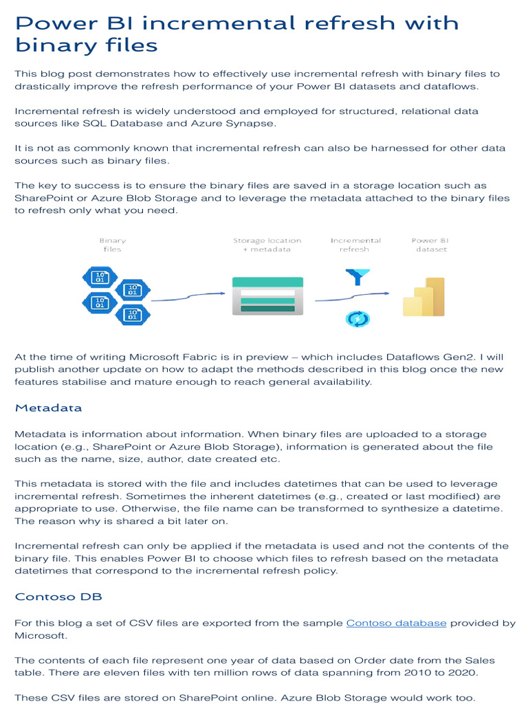 Power BI Incremental Refresh With Binary Files | PDF