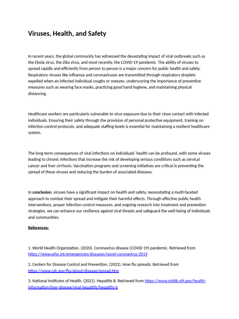 Viruses Health and Safety Assignment | PDF