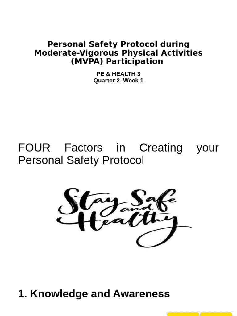 Q2 Lesson 1 Personal Safety Protocol During Moderate Vigorous Physical