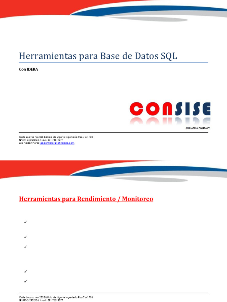 Herramientas para BD SQL. | PDF