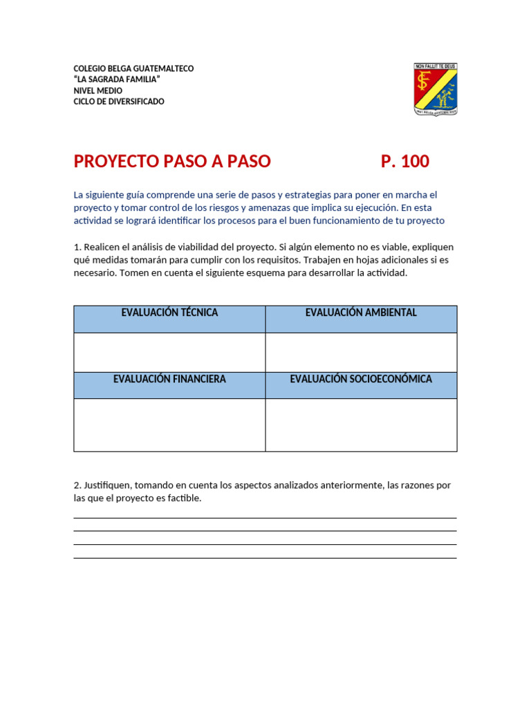 PROYECTOS Ejercicios PP 100, 101, 102 | PDF