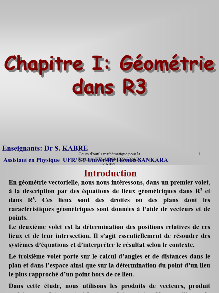 Chapitre 1_Géometrie dans R3 | PDF