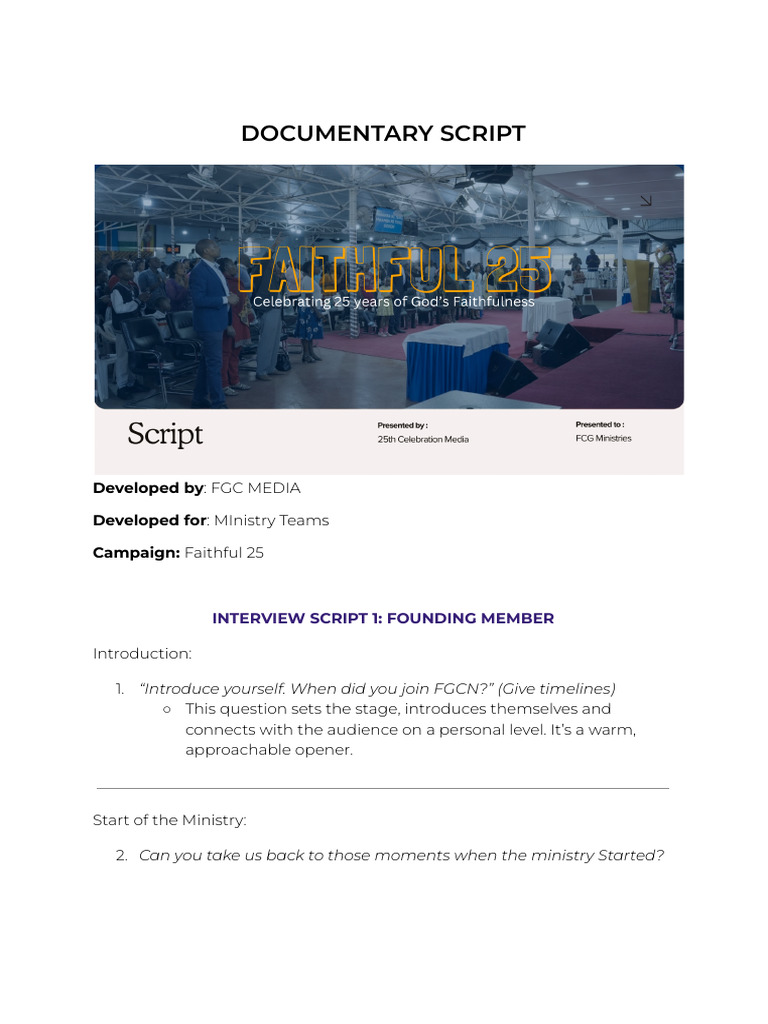 Fcg 25th Documentary Script | PDF