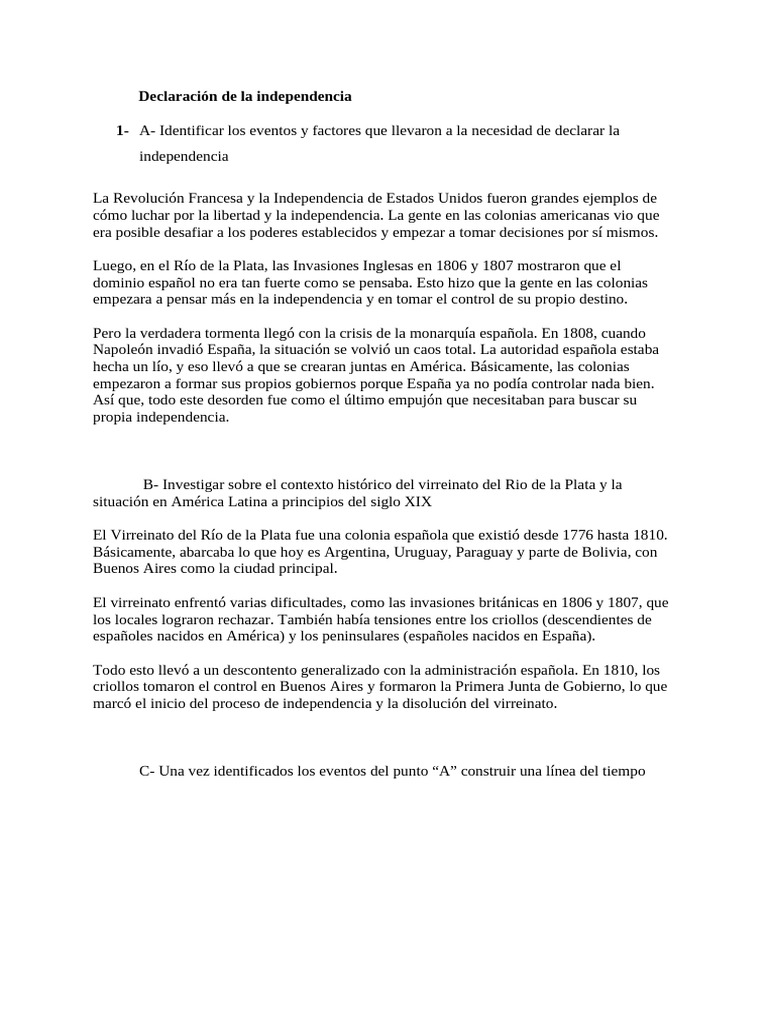 Declaración de La Independencia | PDF