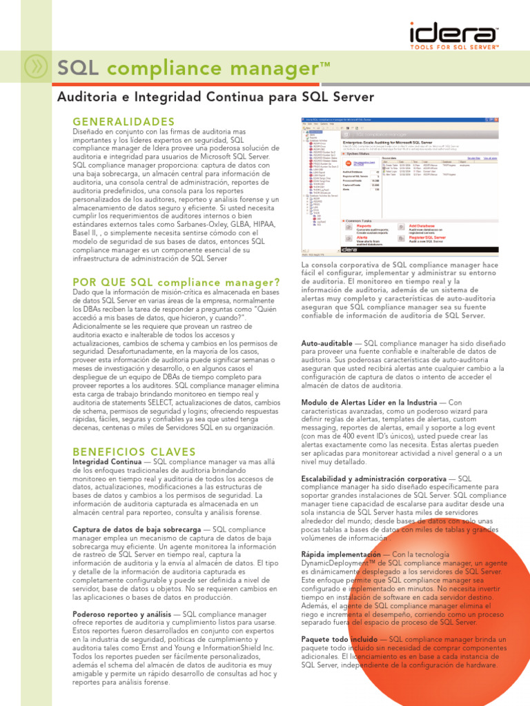 SQLcompliancemanagerDatasheet Es | PDF