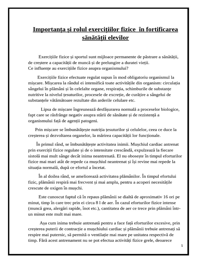 Importanța Și Rolul Exercițiilor Fizice În Fortificarea Sănătății ...