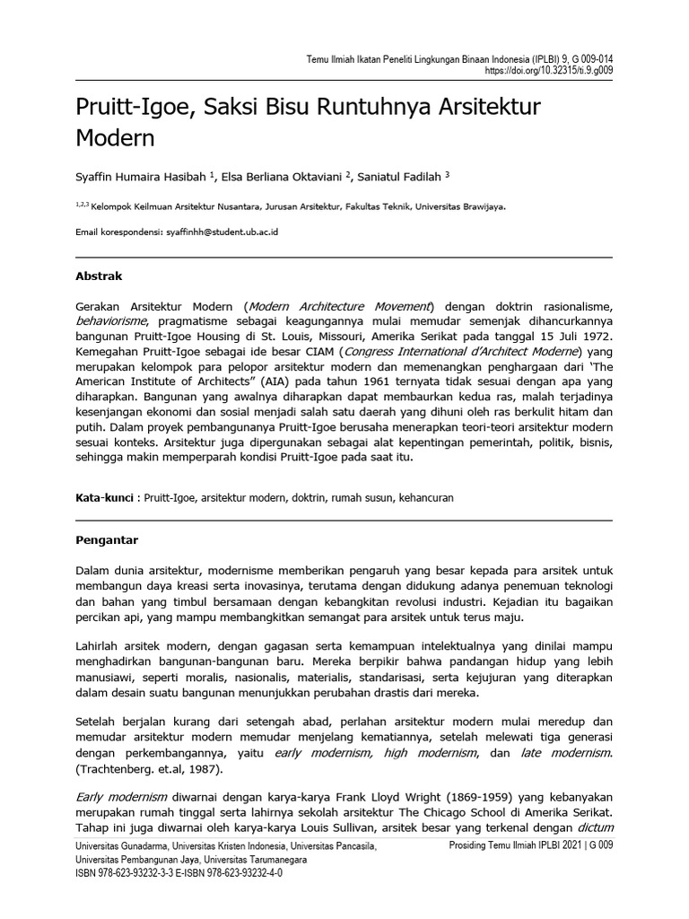 Saksi Bisu Runtuhnya Arsitektur Modern | PDF