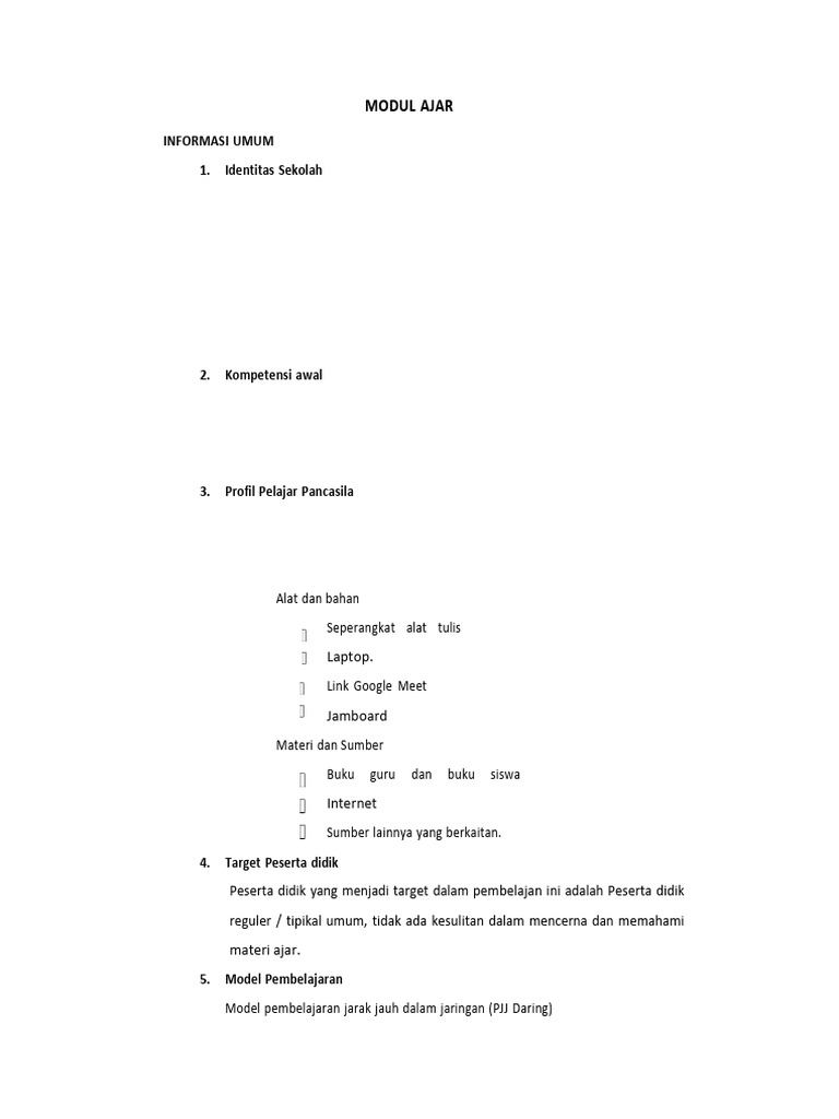 Modul Ajar P5BK 1-16 | PDF