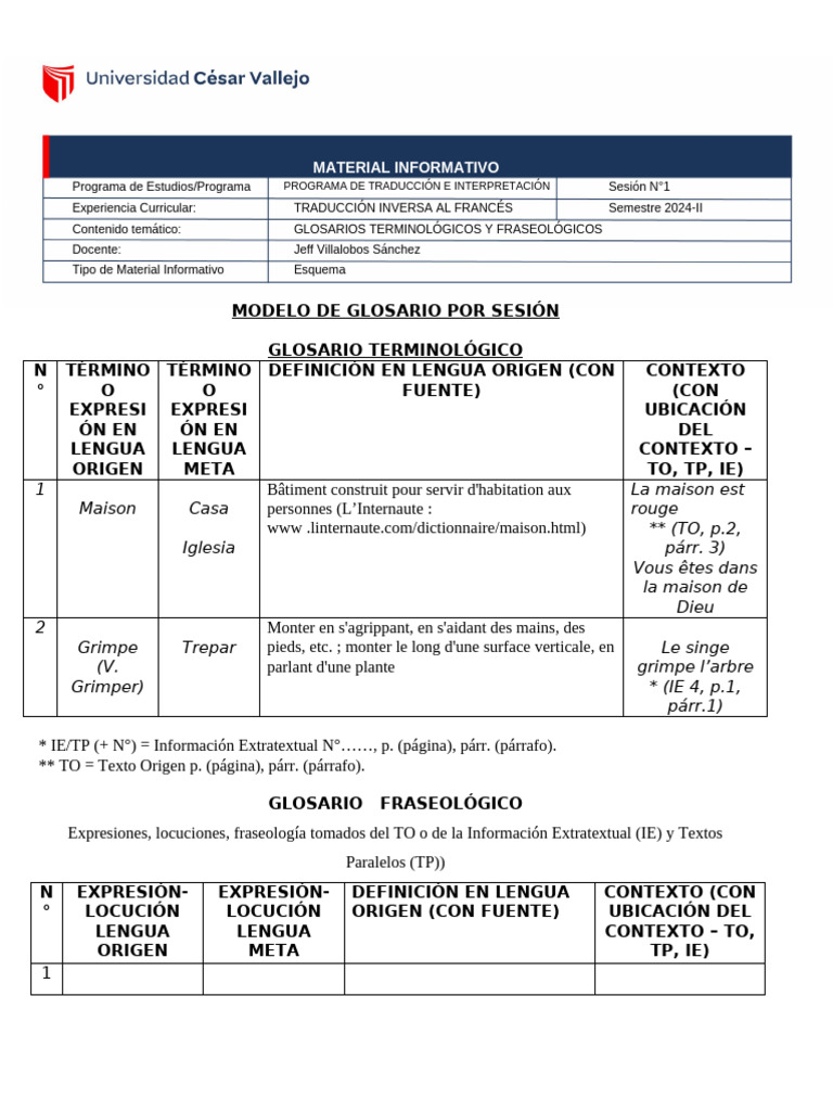 Esquema Glosarios | PDF