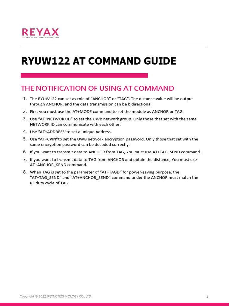 AT Command RYUW122 | PDF