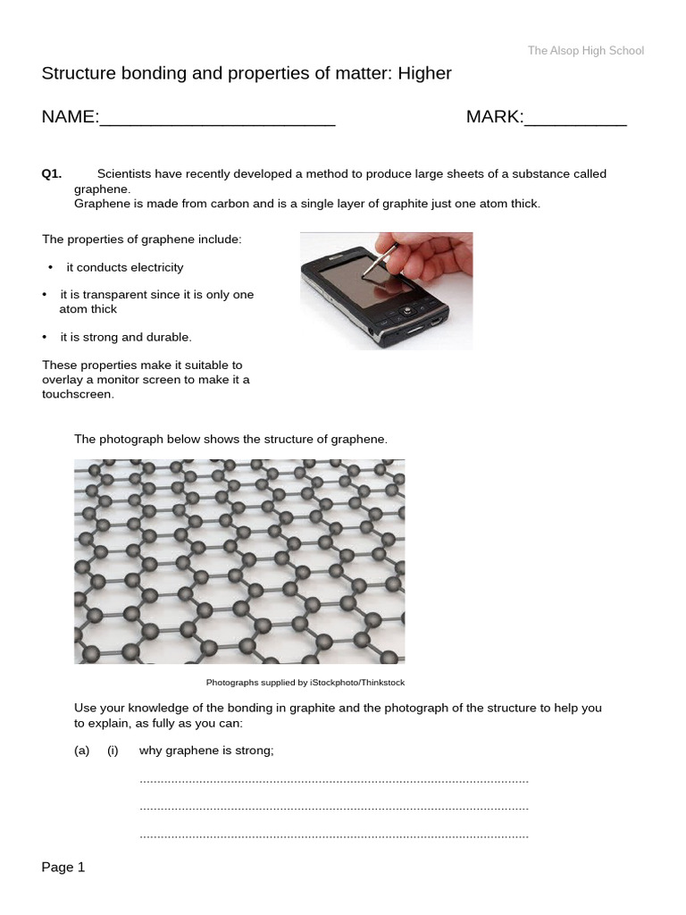 Structure Bonding and Properties of Matter Higher | PDF