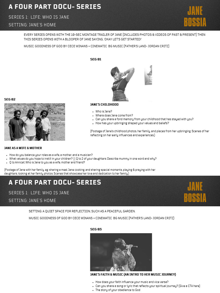 Jane Bossia The Docu Series | PDF