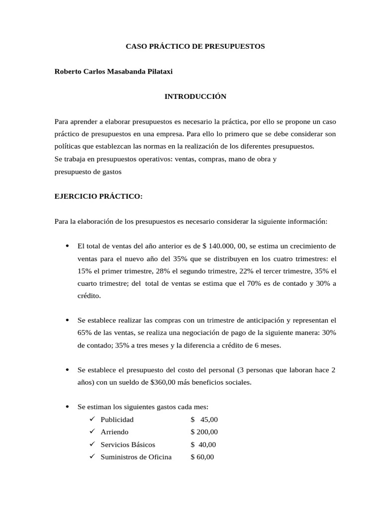 CASO_PRACTICO_DE_PRESUPUESTO | PDF