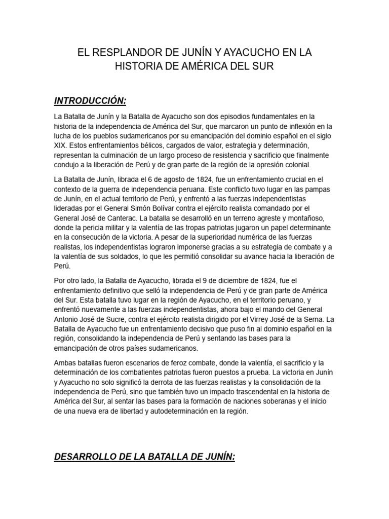 Batalla de Junín y Ayacucho | PDF