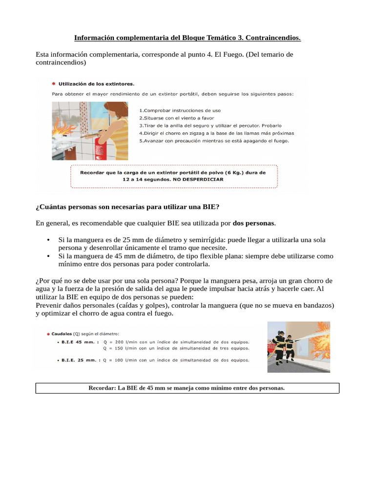 Información Complementaria Del Bloque Temático 3. Contraincendios. | PDF
