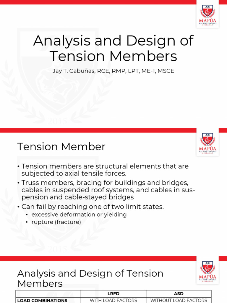 LECTURE 3 Analysis and Design of Tension Members | PDF