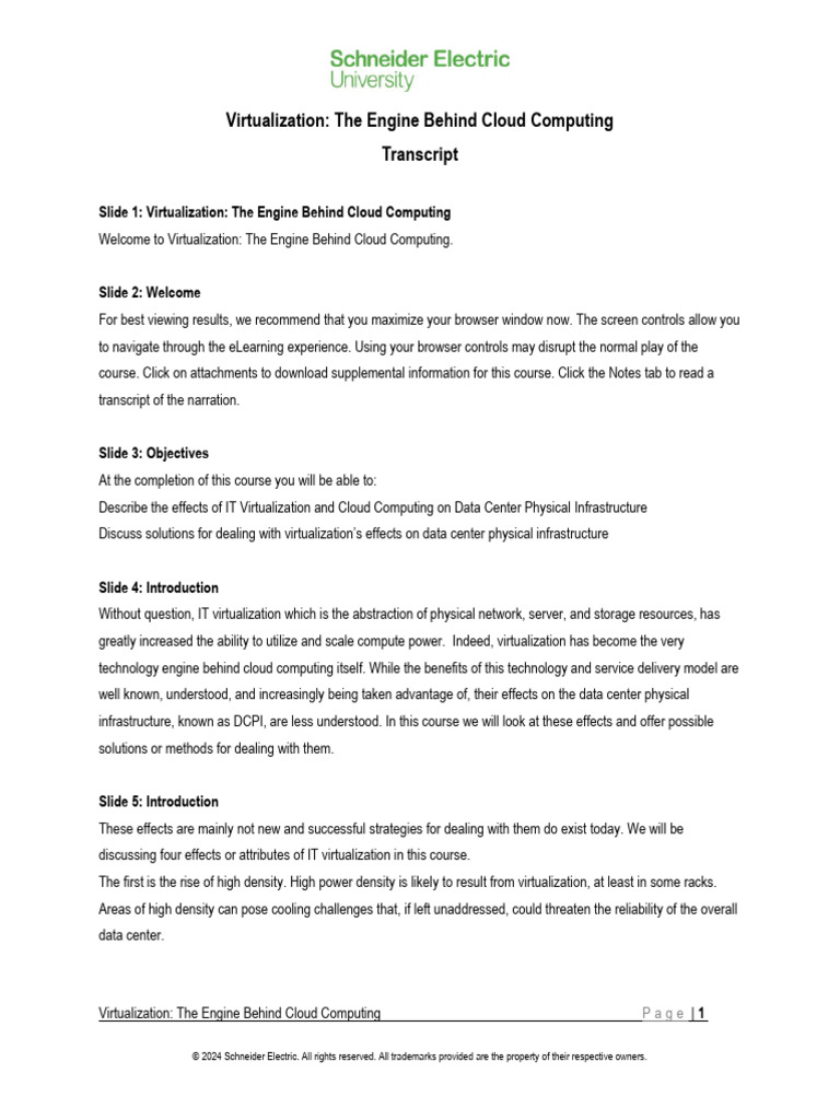 Virtualization The Engine Behind Cloud Computing Transcript | PDF