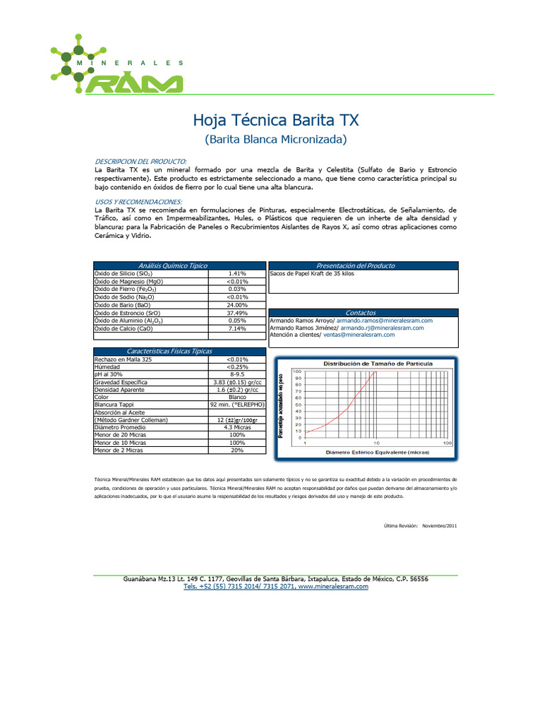 Hoja Técnica Barita TX | PDF