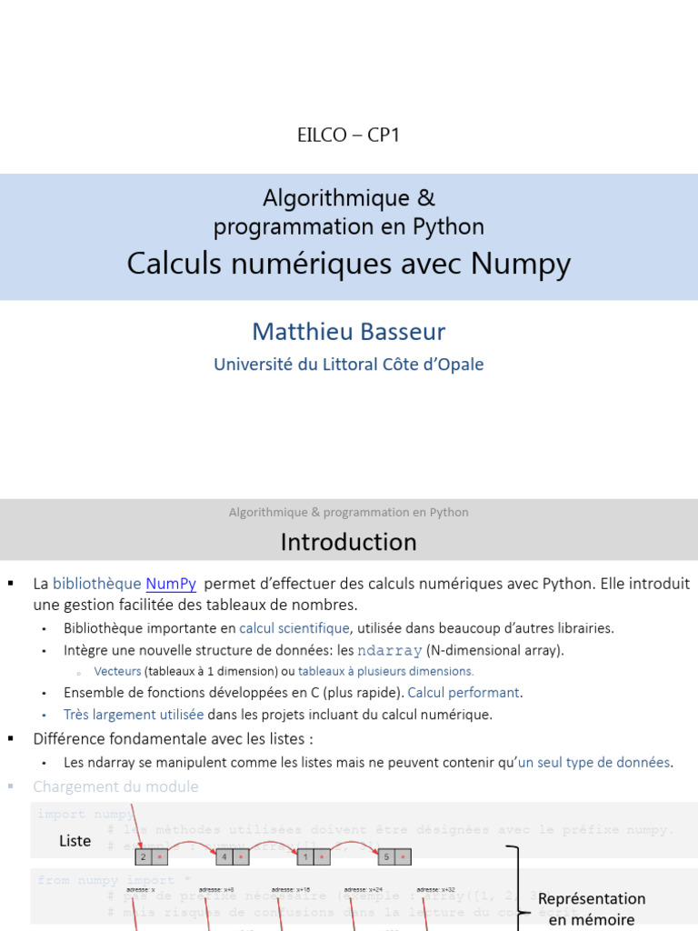 Cours Numpy CP1 | PDF