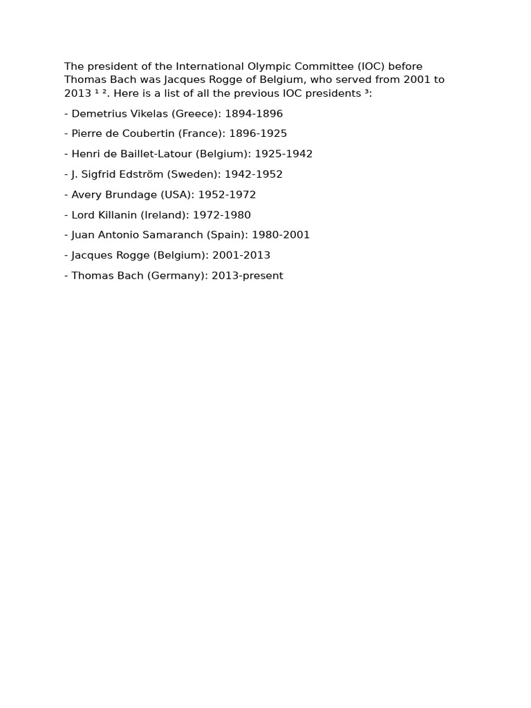 Presidents of IOC | PDF