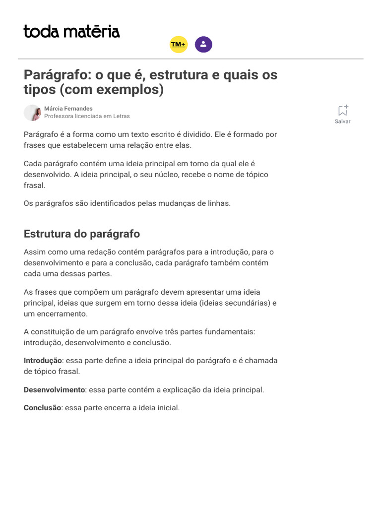 Parágrafo - o Que É, Estrutura e Quais Os Tipos (Com Exemplos) - Toda ...