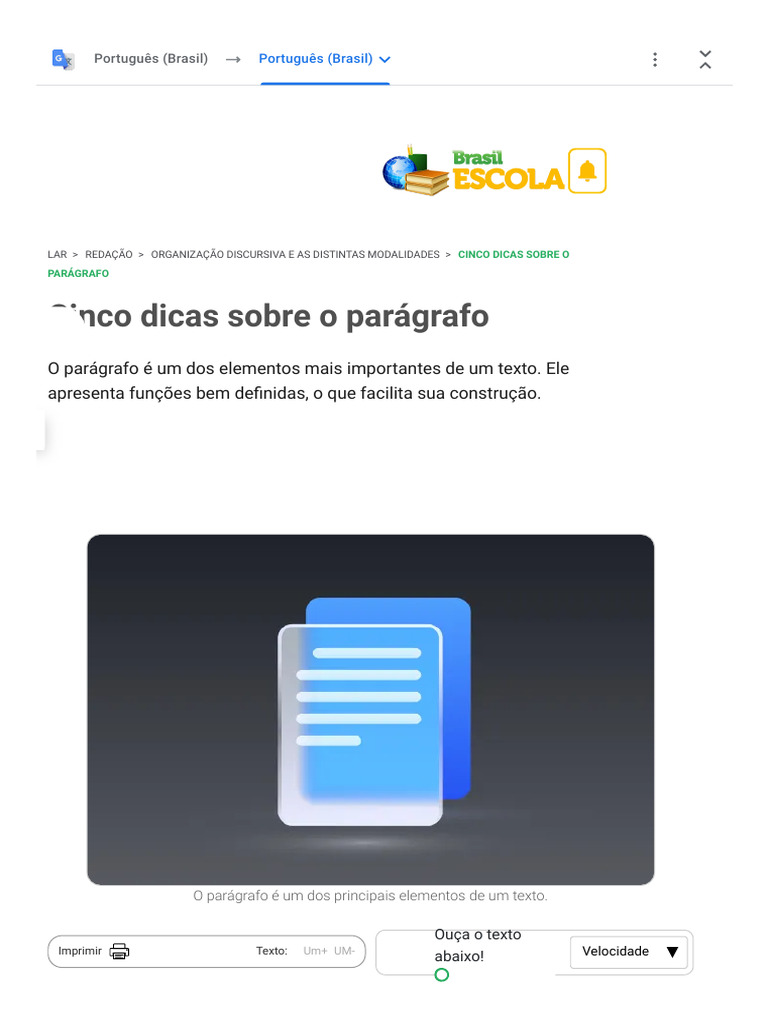 5 Dicas Sobre o Parágrafo - Brasil Escola | PDF