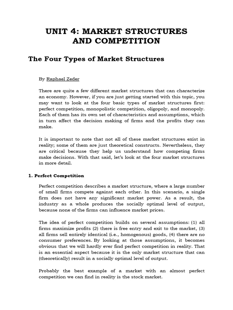 Unit 4 - Market Structures and Competition Final | PDF
