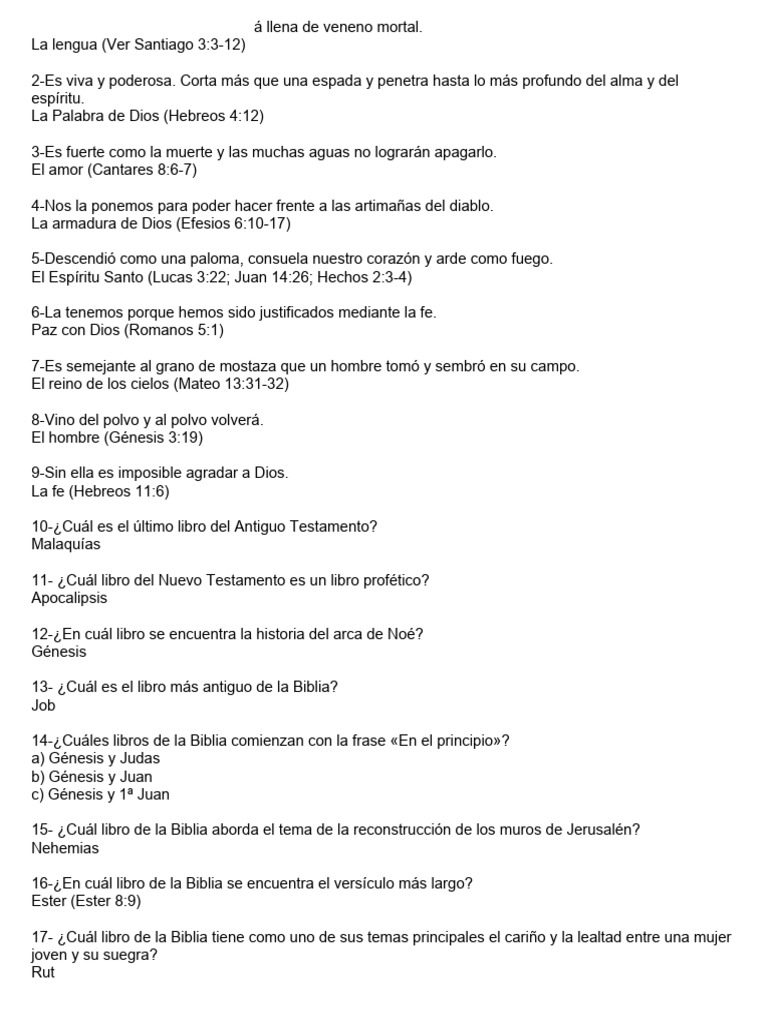 cuestionario biblico | PDF