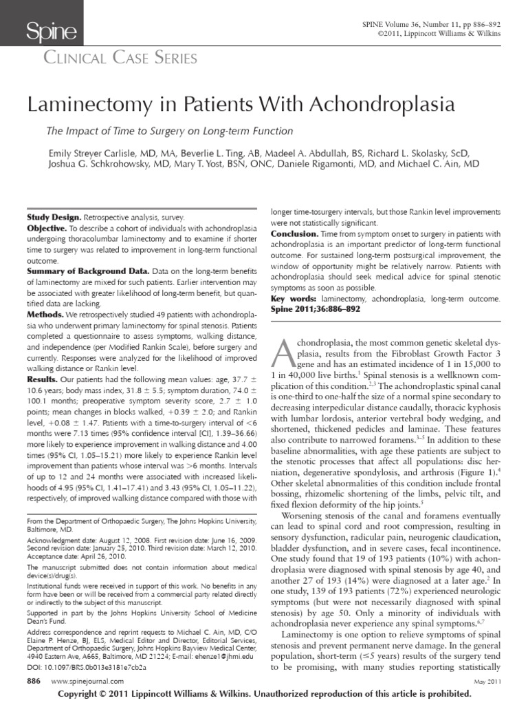 Laminectomy in Patients With Achondroplasia | PDF