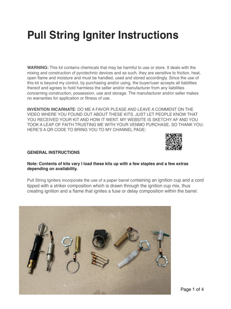 Pull Igniter Instructions | PDF