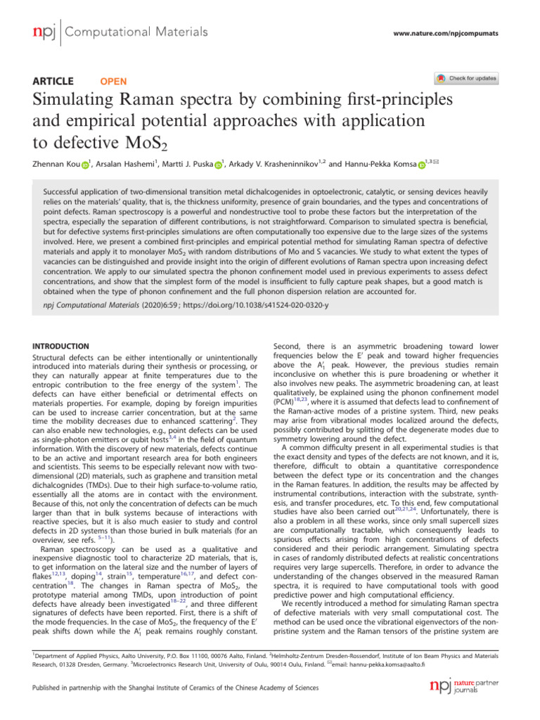 Simulating Raman Spectra by Combining First-Principles | PDF