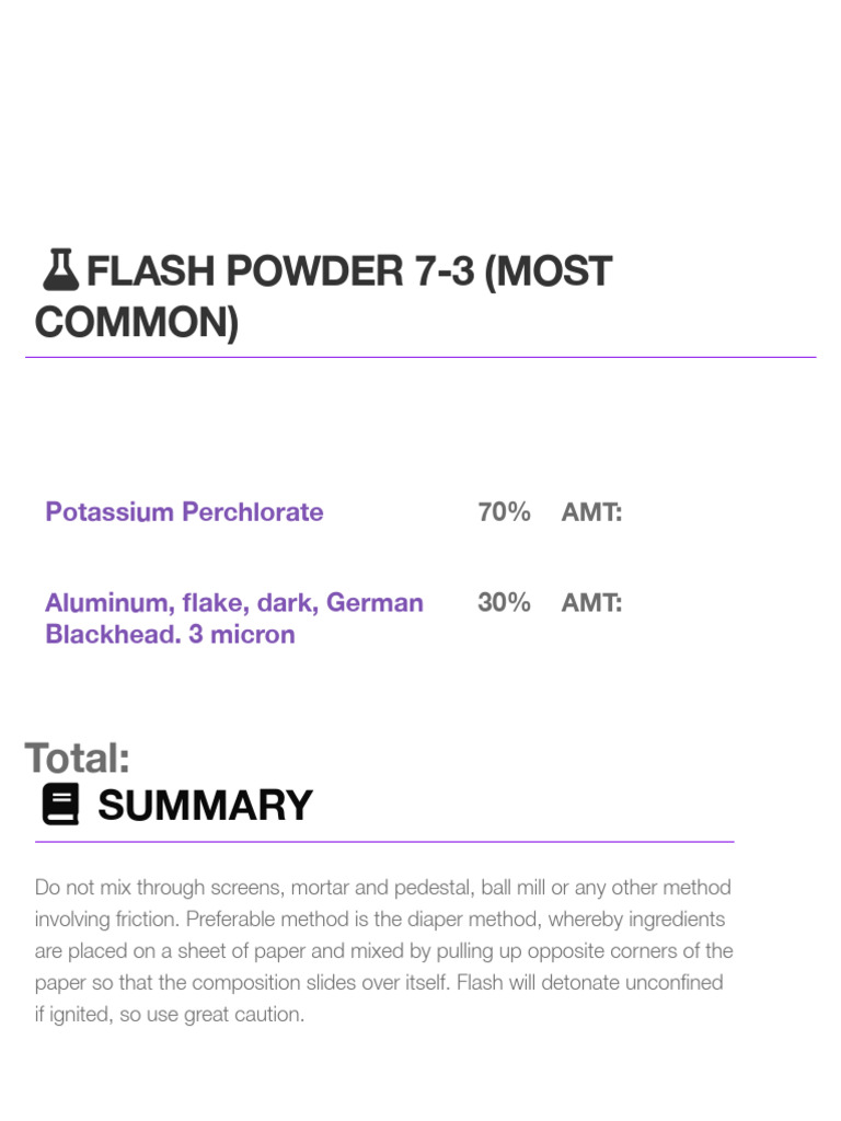Flash Powder 7-3 | PDF