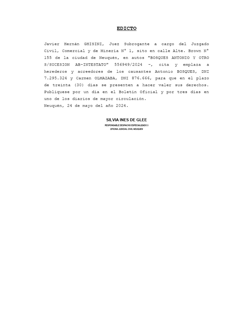 Modelo Edicto 2024 | PDF