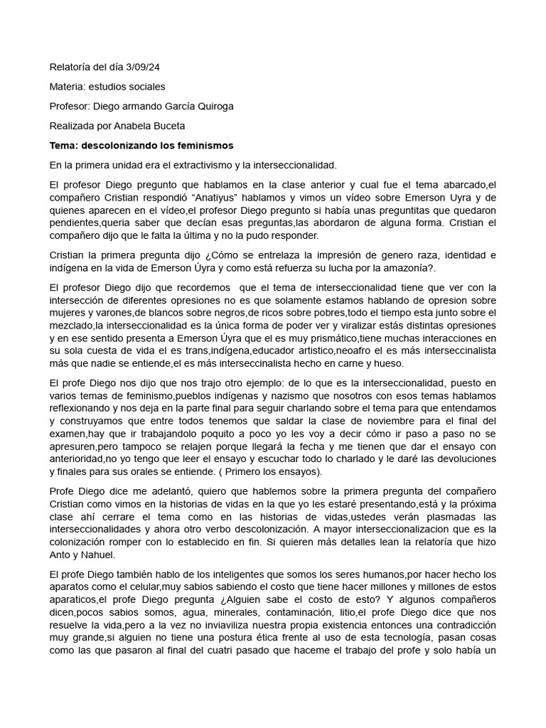 Relatoria 3er Año 3 Oct 2024 | PDF