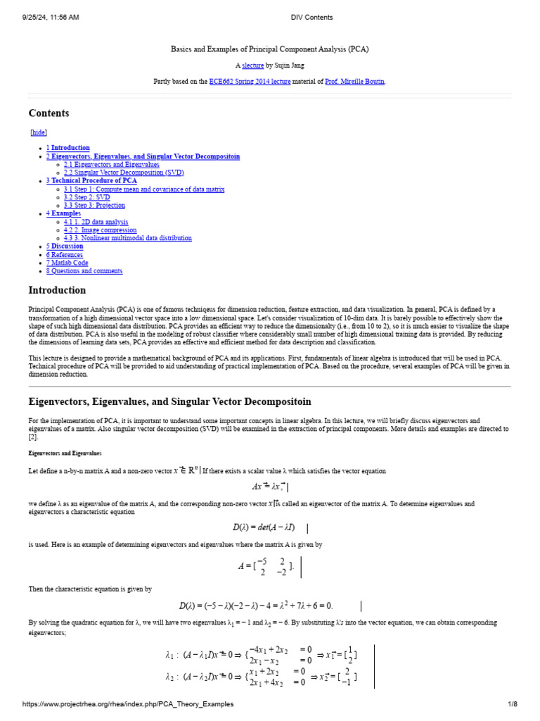 PCA Theory Examples - Rhea | PDF