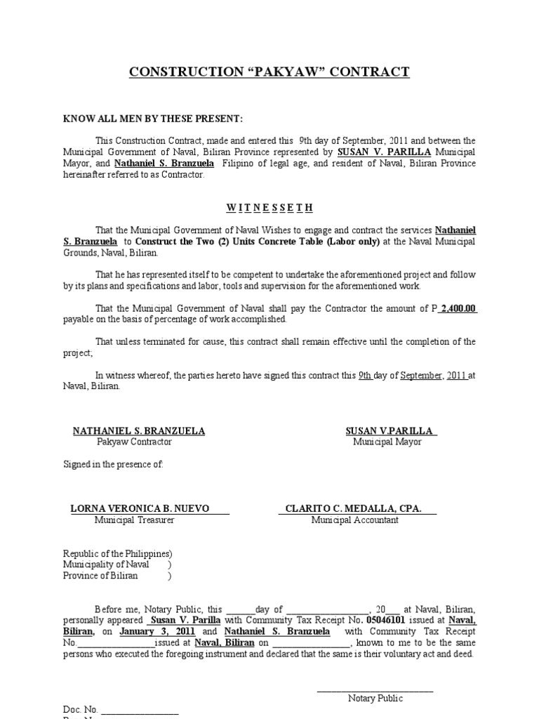 Pakyaw Contract 2 | PDF | Government Information | Taxes