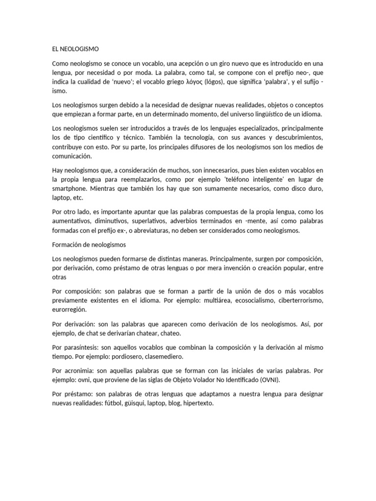 Qué Es Neologismo | PDF