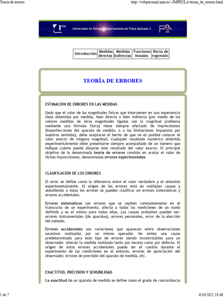 teoria de errores | PDF