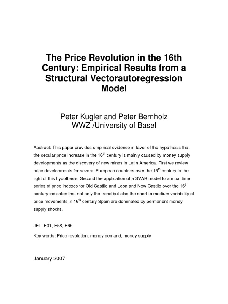 The Price Revolution in The 16th Century: Empirical Results From A ...